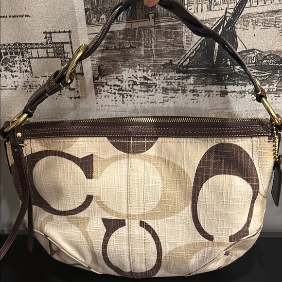 Coach Bags Coach Brown And Cream Signature Shoulder Bag Poshmark